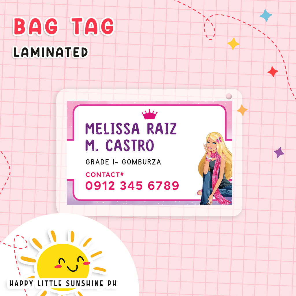 HLSPH | Laminated Customized ID Card, Bag Tag for Kids, Toddler, Pre ...