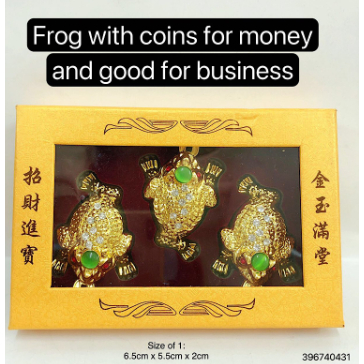 Fengshui Set of 3 Bejeweled Gold Money Frog with Coin. | Shopee Philippines