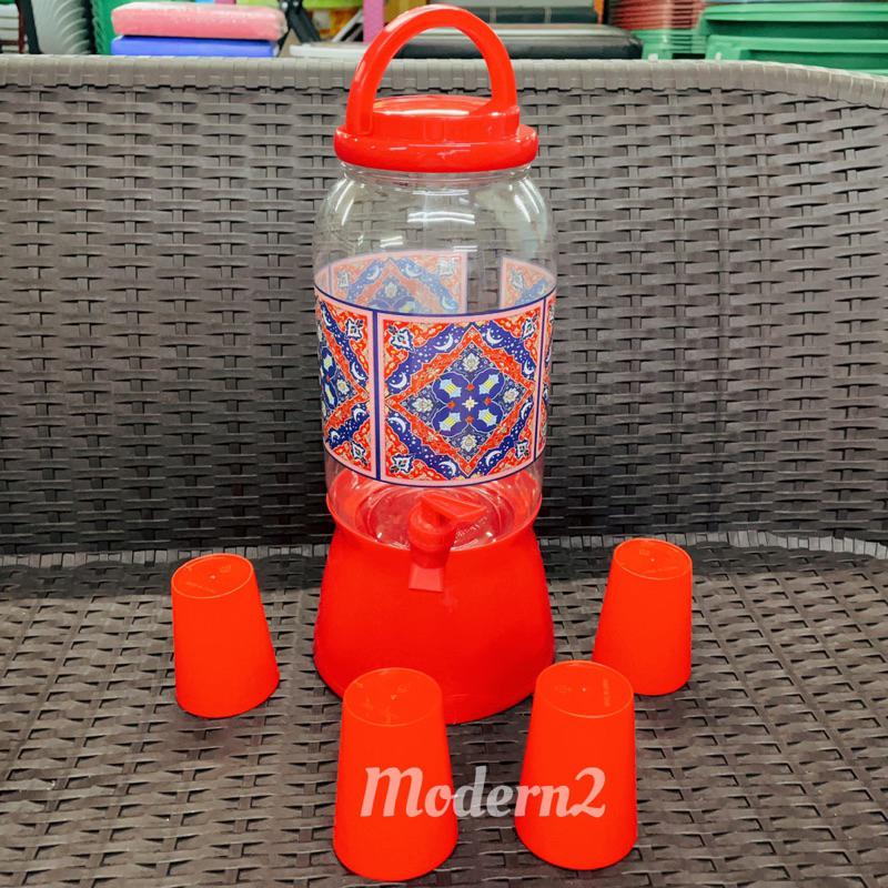 PLASTIC MINI JAR/WATER JUG SMALL/PLASTIC TUMBLE WITH CUPS 3.8LITER ...