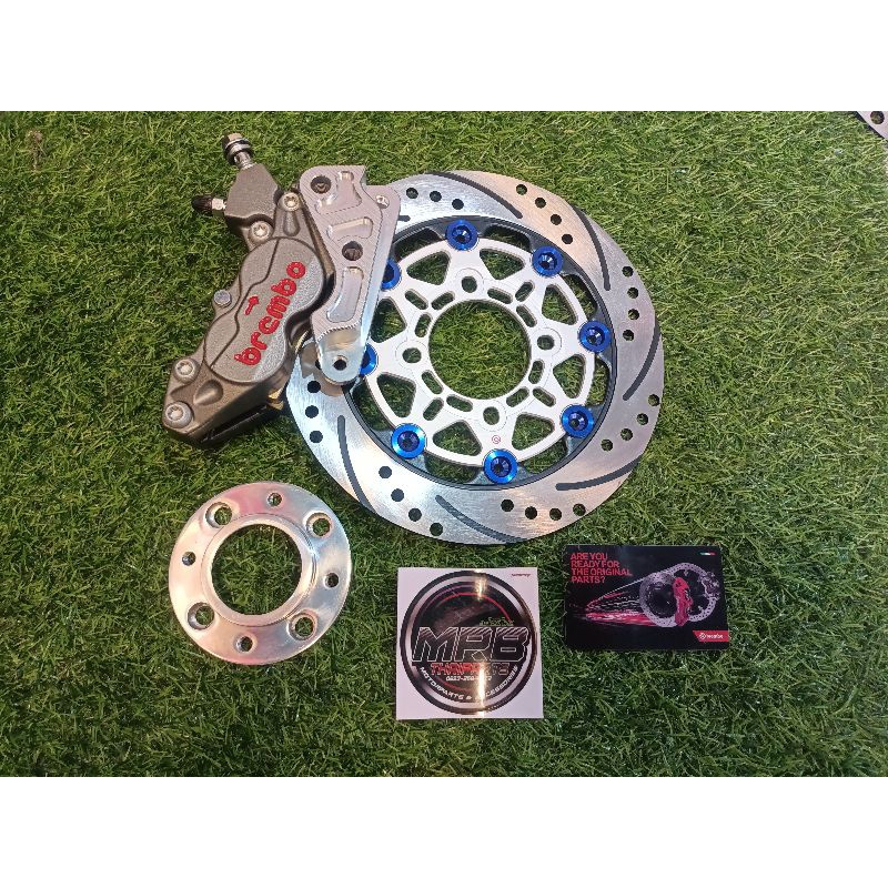 THAILAND CALIPER 4POT COLOR GRAY SET WITH DISC & ADOPTOR FOR WAVE 1l25 ...