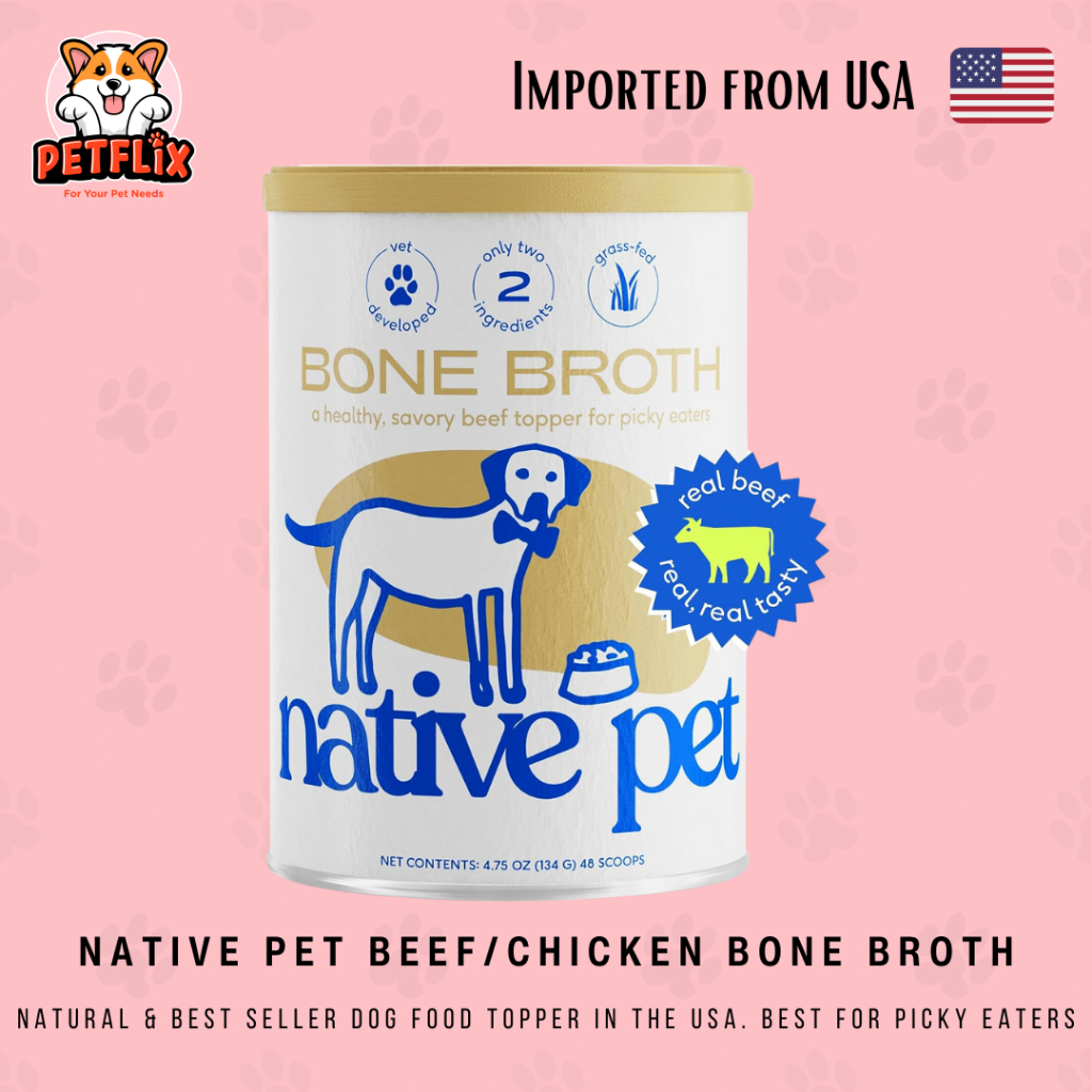 Native Pet Beef Bone Broth Savory Organic Pet Food Topper Powder for ...