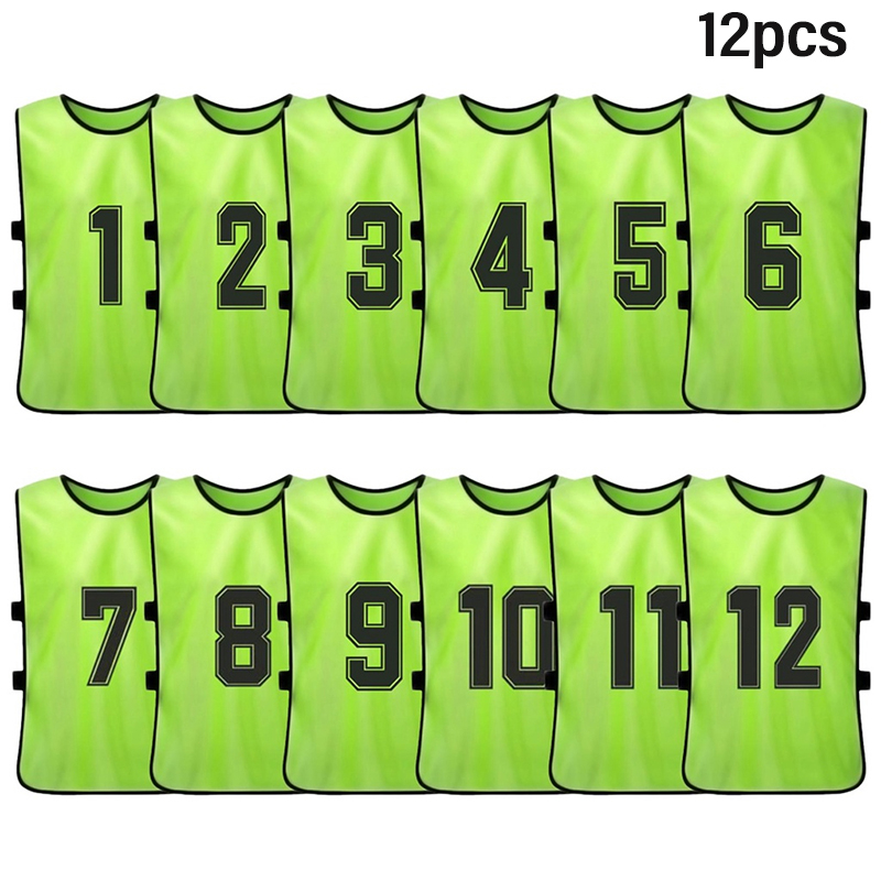 12 pcs Team Jerseys Adults Training Vest Soccer Football Kids Pinnies ...