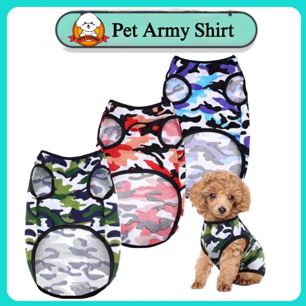 Hot Cute spring summer Dog Clothes Printed Camouflage Mesh Dog Vest For ...