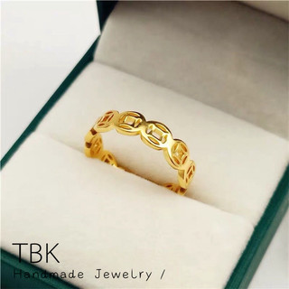 TBK 18K Gold Ring Lucky Charm Money Catcher Coin Stainless Charm Ring ...