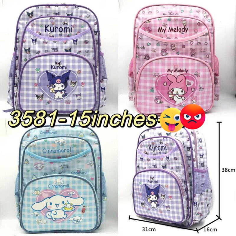 characters bagpack 15inches kuromi melody cinnamoroll | Shopee Philippines
