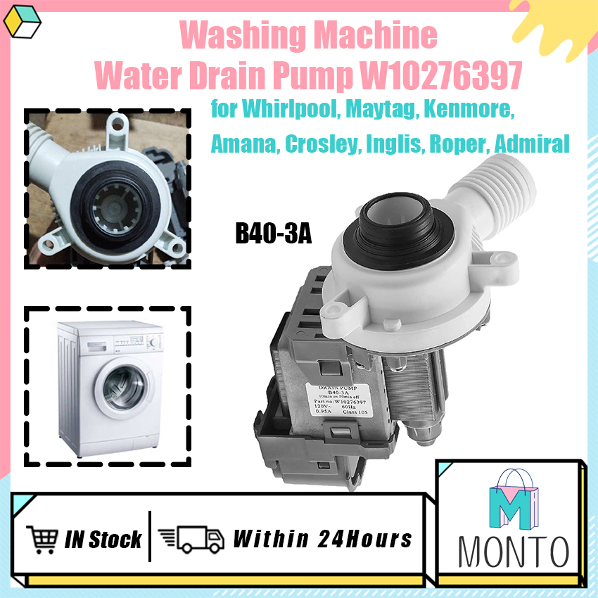 Universal Washing Machine Water Drain Pump B40-3A W10276397 Replacement ...