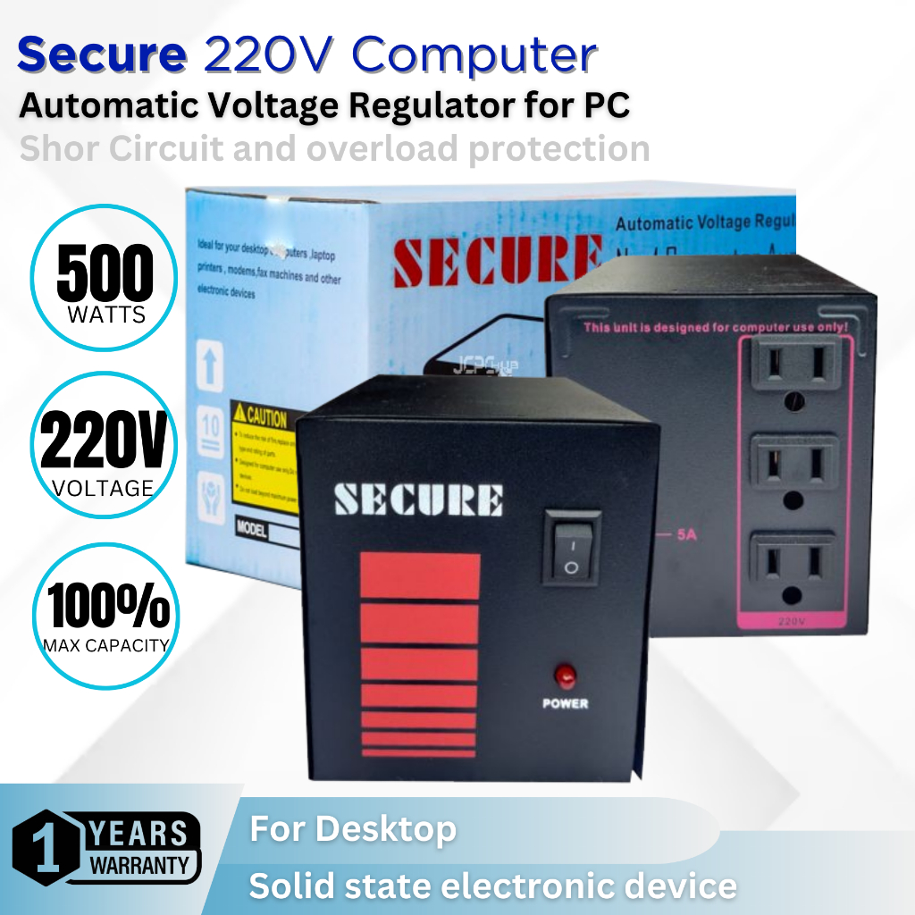 AVR 500 watts 220v Secure Automatic Voltage Regulator_Socket: 3 x 220V_Solid State Electronic ...