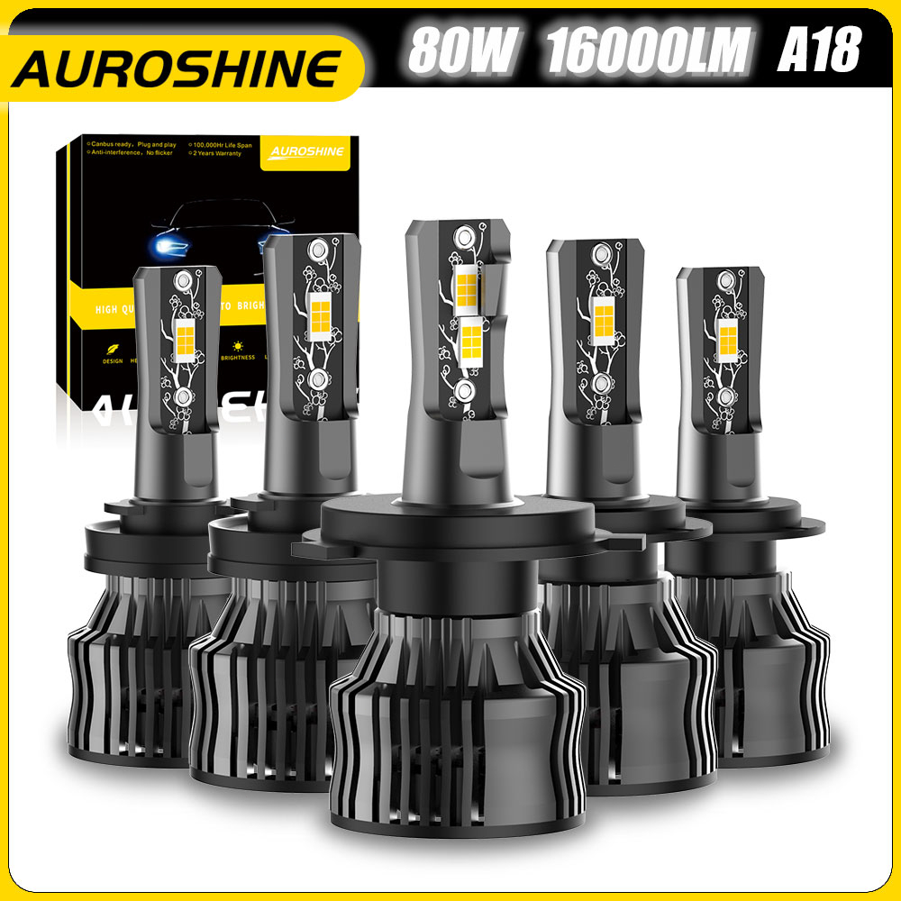 AUROSHINE 80W LED Headlihgt for car Auto Car Headlamp Bulb 6500K White light 16000LM 2 year ...