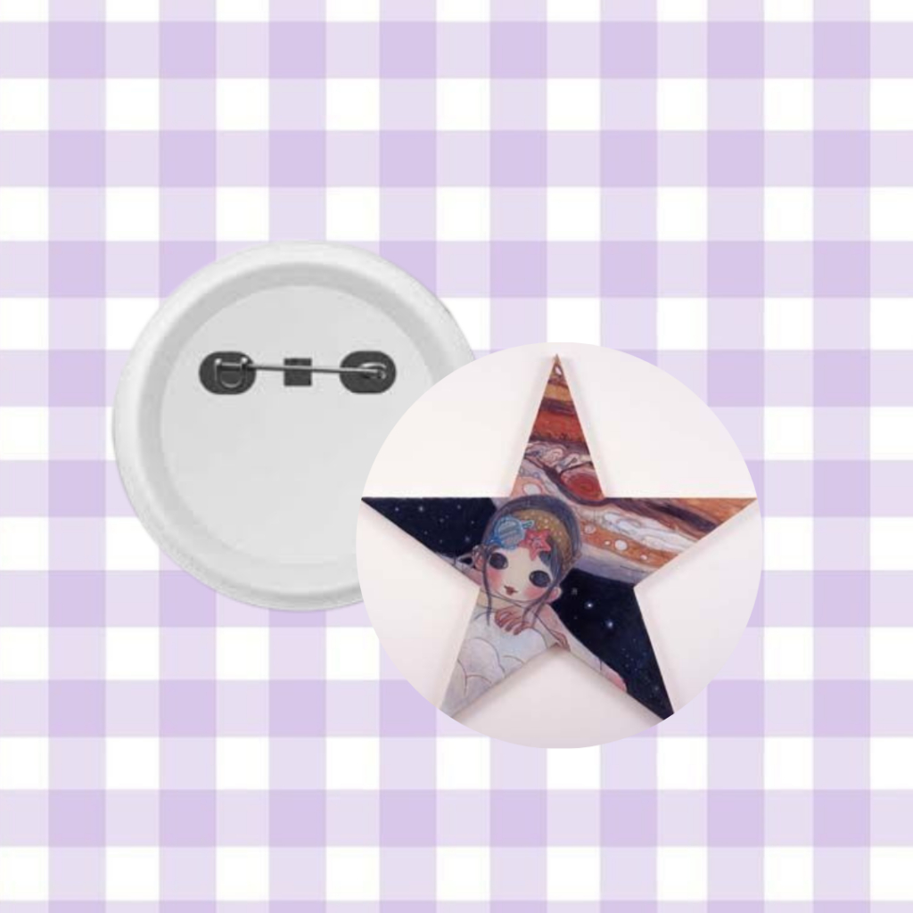 Japanese modern art/ aesthetic tinplate pin/ cute button pins ...