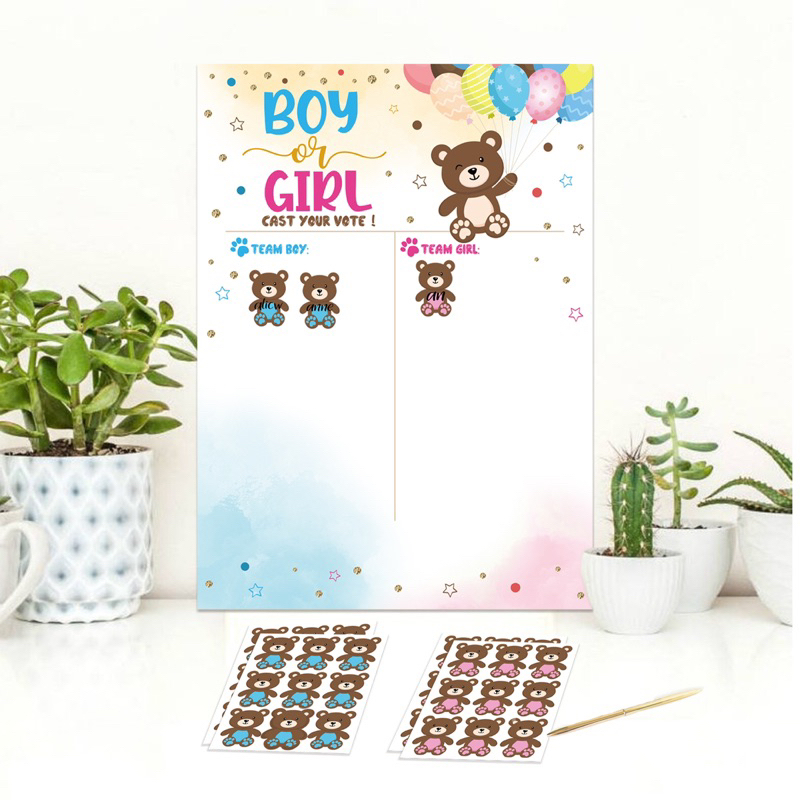 Boy Girl Gender Reveal Voting Poster with Stickers | Shopee Philippines