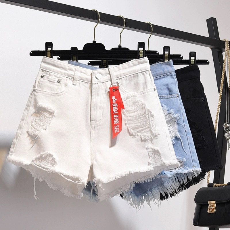 High Waist Denim Shorts Loose Ripped Posh Plus Size Wide Leg Shorts ...