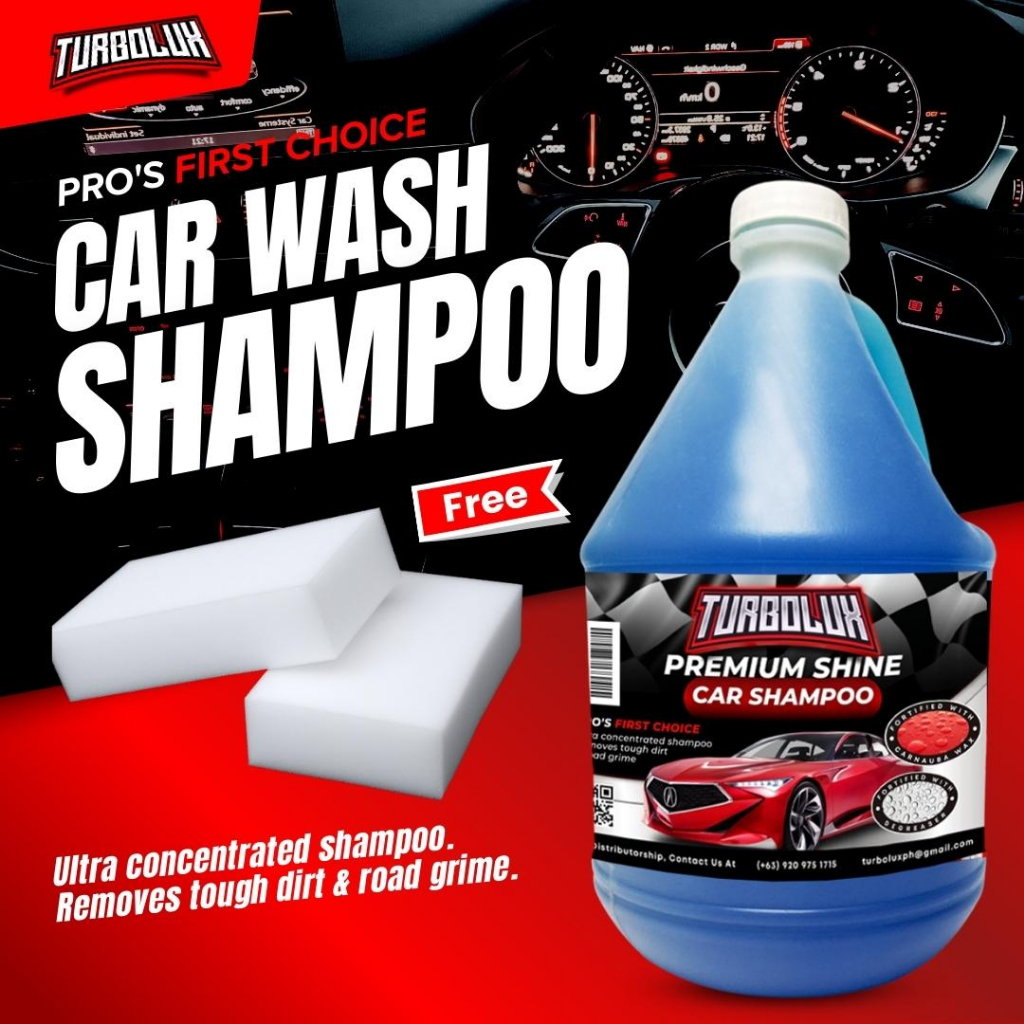 Turbolux Premium Shine Car Shampoo with Wax FREE Sponge High Foaming ...