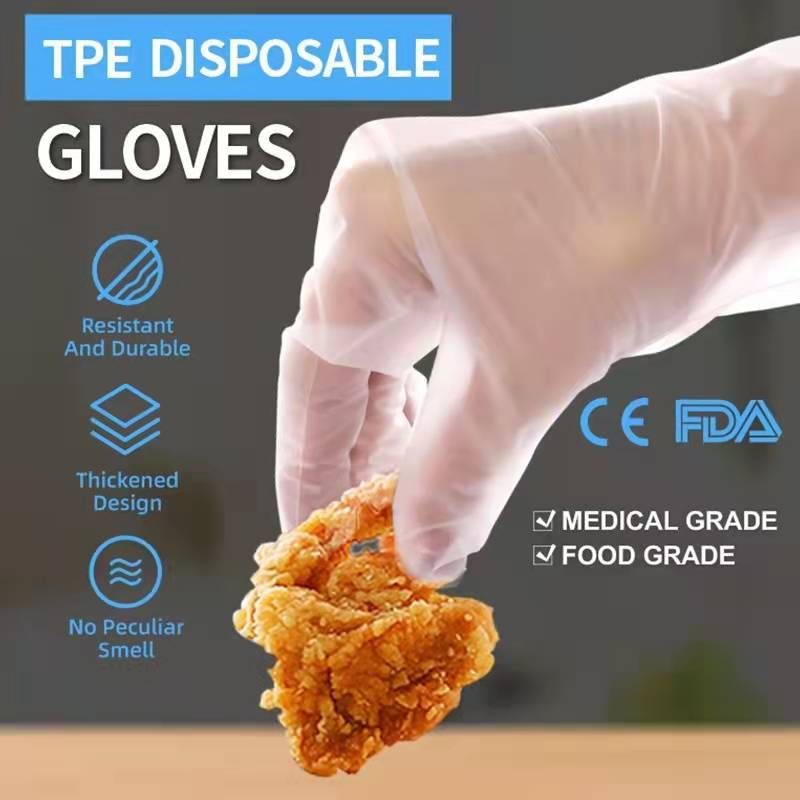 100pcs Disposable TPE Food Grade Gloves /kitchenware Cooking Cleaning ...