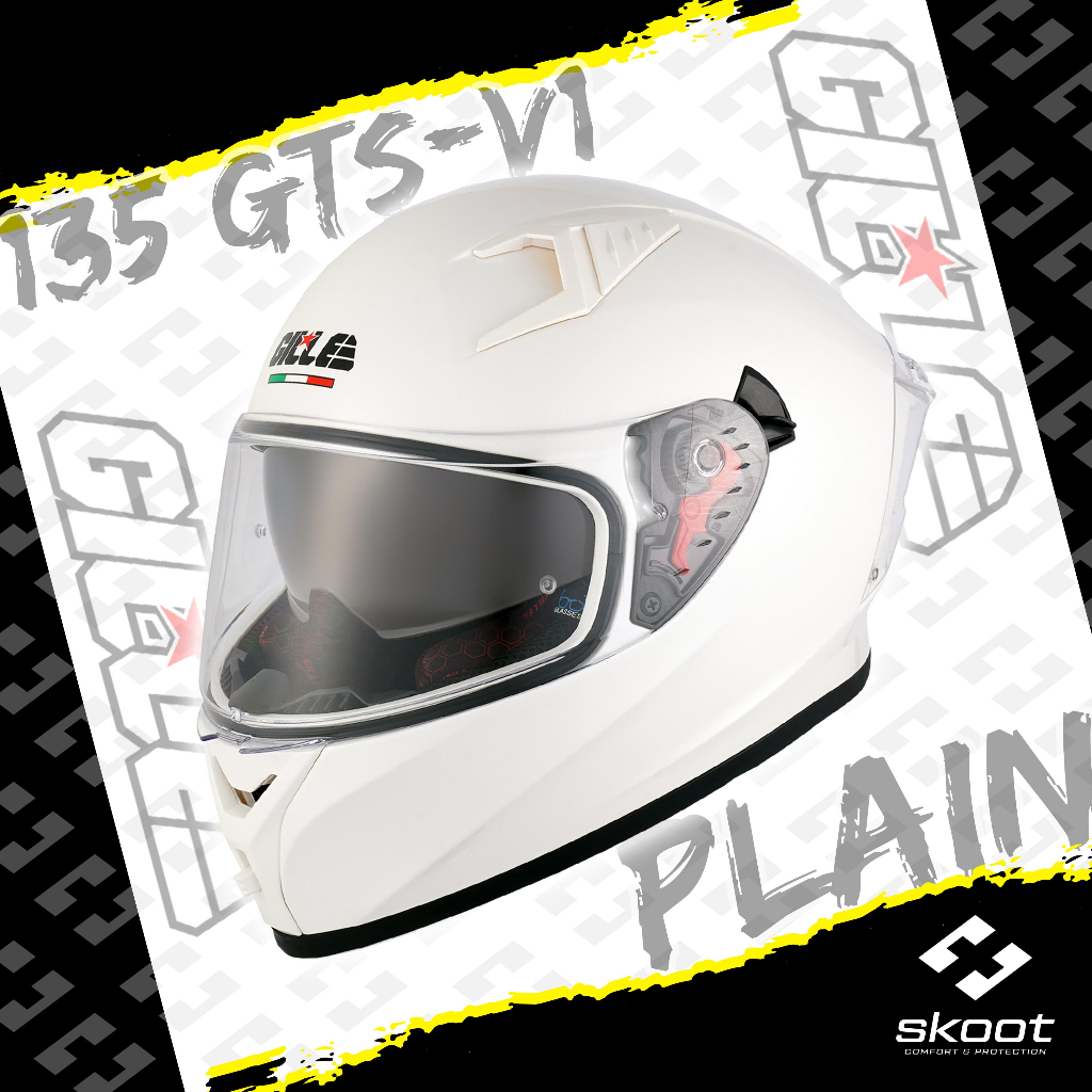 Gille Helmet 135 GTS-V1 PLAIN WHITE Motorcycle Helmets Full Face Dual Visor skoot | Shopee ...