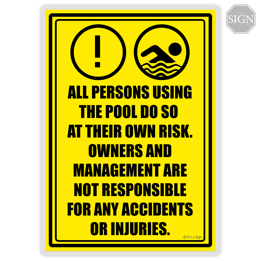 Pool Swimming Safety Risk Sign - Laminated Signage - A4 / A5 Size ...
