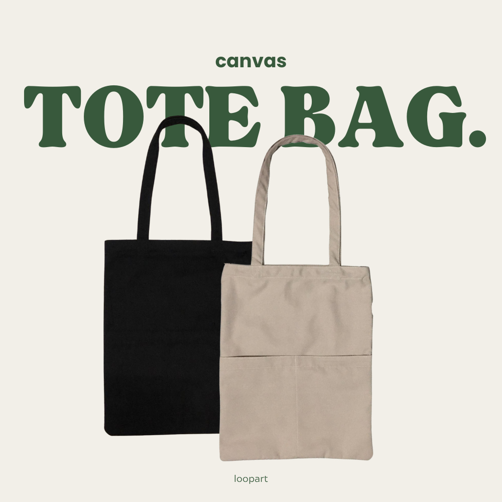 Canvas Lightweight Plain Tote Bag with Laptop Sleeve and Outside ...