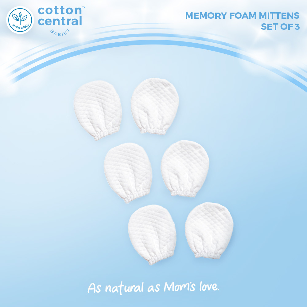 Cotton Central™ Mittens Premium Memory Foam Pure Cotton Newborn Infant ...