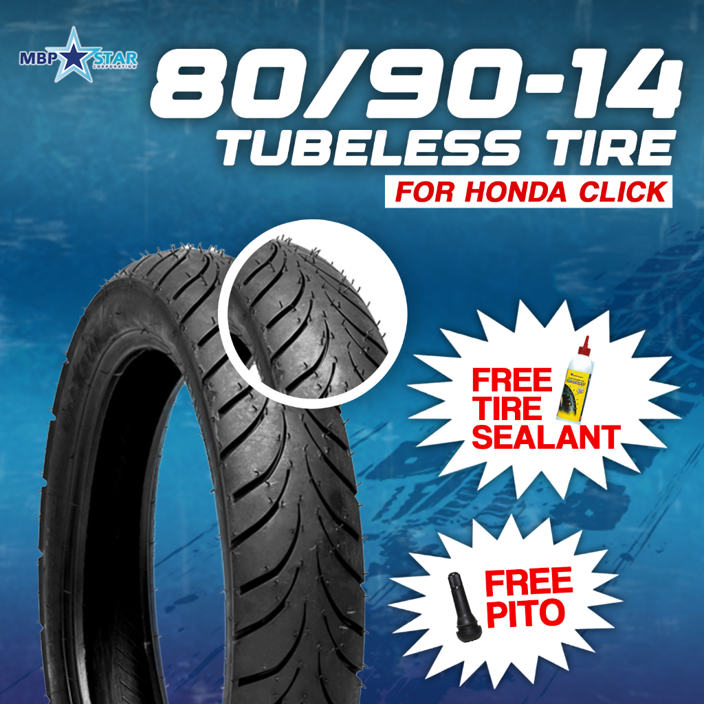 MBP STAR 80/90-14 City Drive Tubeless Tire for Honda Click Motorcycle ...