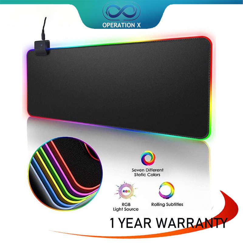 RGB Gaming Mouse Pad LED Large Mouse Pad Anti-Slip Rubber Base Computer ...