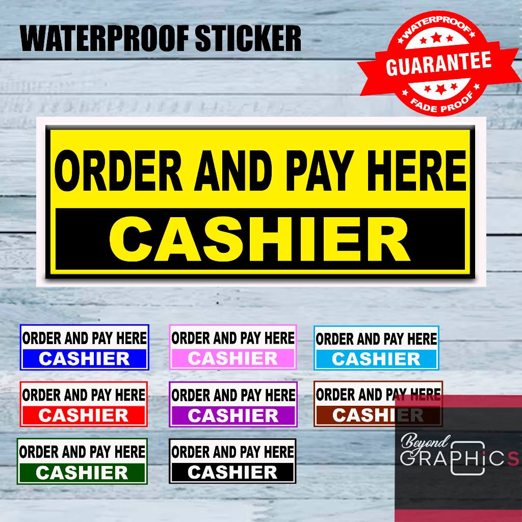 BG Cashier Order Here Sign Sticker I PVCI Sintra Board (3.5 x 7.5 ...