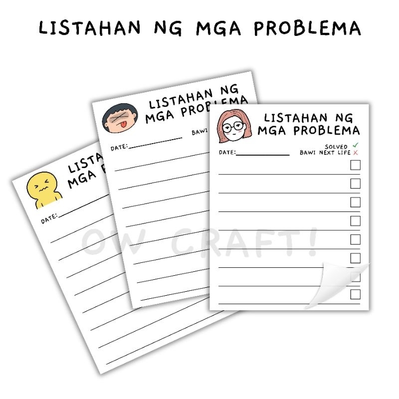 LISTAHAN NG MGA PROBLEMA ( WITTY NOTEPAD SERIES ) | Shopee Philippines