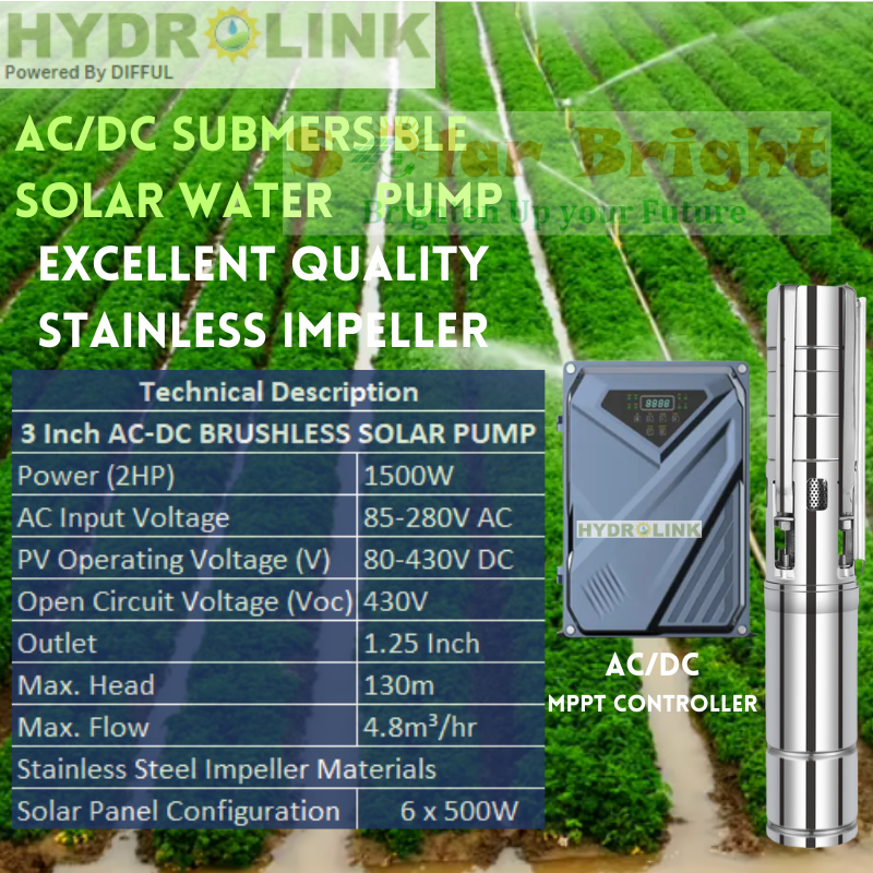 750W 1HP 1500W 2HP 3 Inch AC-DC SUBMERSIBLE Solar Water Pump Inclusions ...