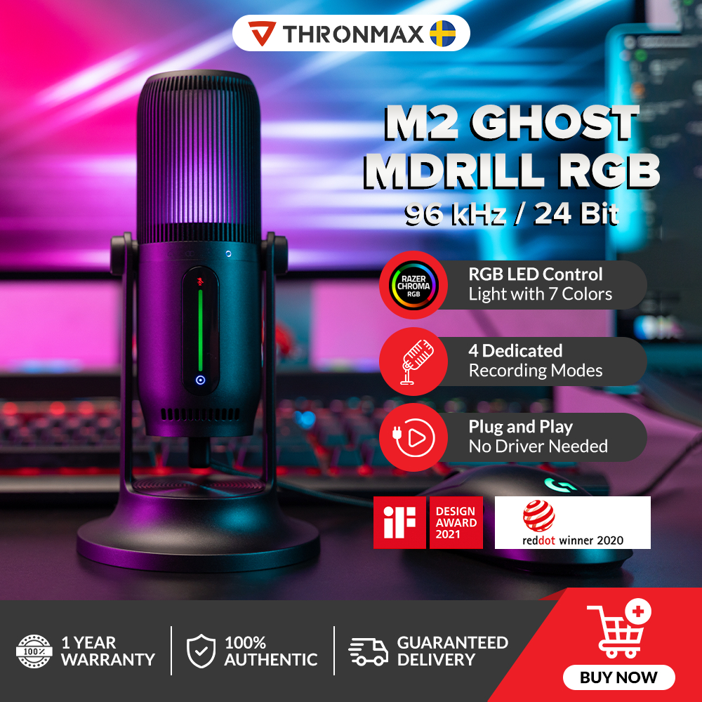 THRONMAX MDRILL Ghost RGB USB Podcast Microphone,Gaming & Voice-Over,ap ...