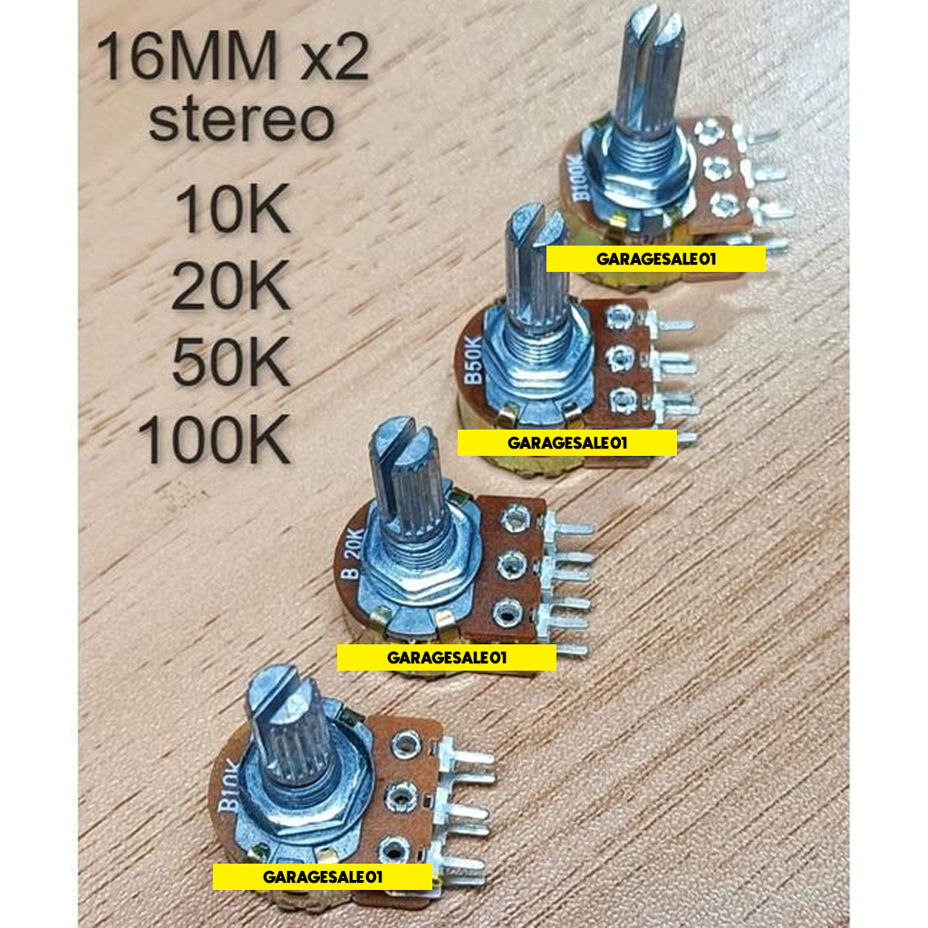 ⭐ VOLUME CONTROL 10K/20K/50K/100K V16MM 6PINS (STEREO) POTENTIOMETER ⭐ ...