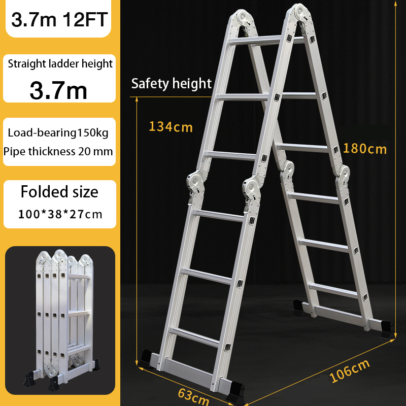 【3 year warranty】ladder 12FT 16FT 20FT aluminum alloy heavy-duty ladder ...