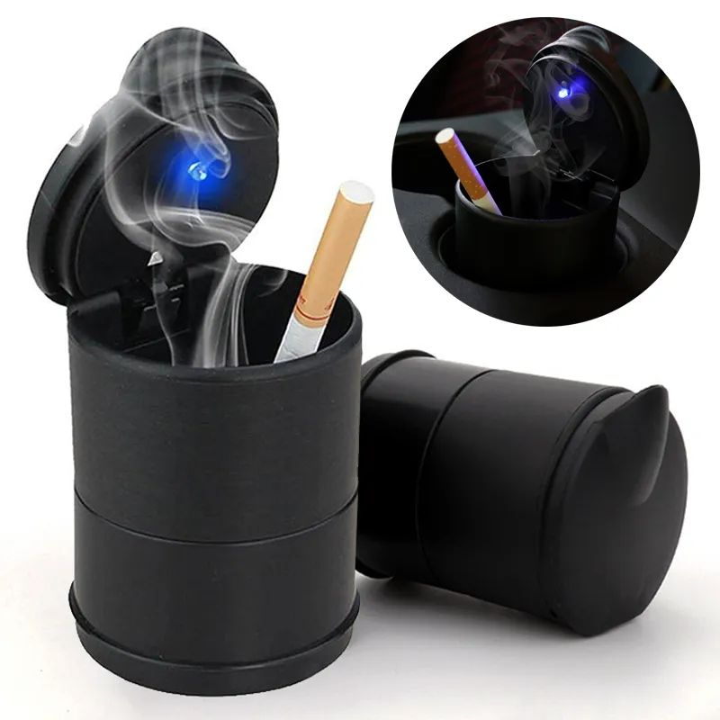 Car Ashtray with LED Light Cigarette Cigar Ash Tray Container Smoke Ash ...