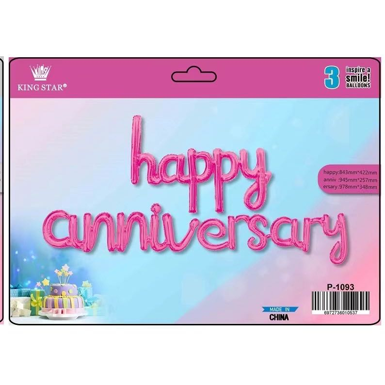 Happy Anniversary Cursive Letter Foil Balloon Set | Shopee Philippines