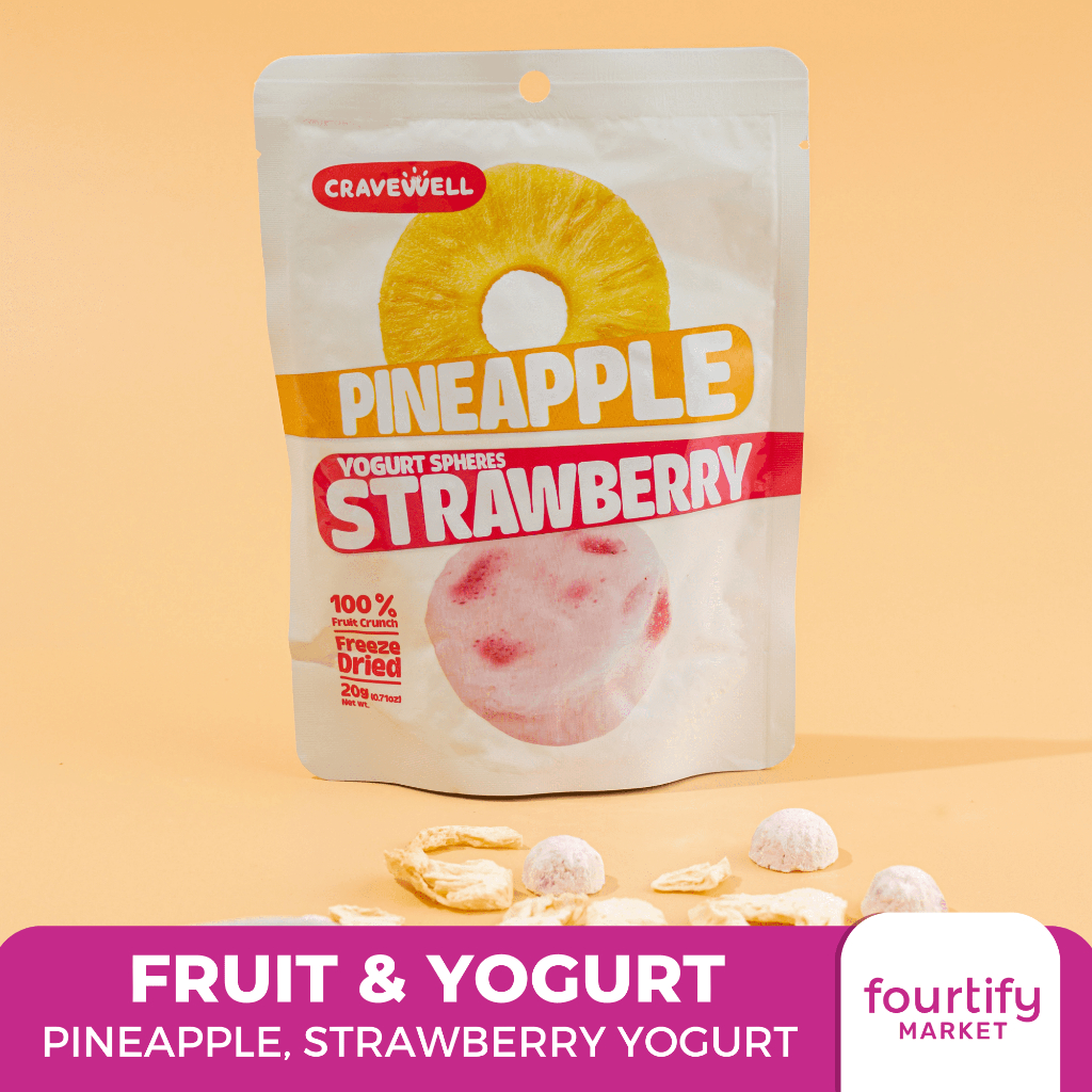 Cravewell Pineapple Strawberry Yogurt Sphere Fruit Crunch 20g (Freeze ...