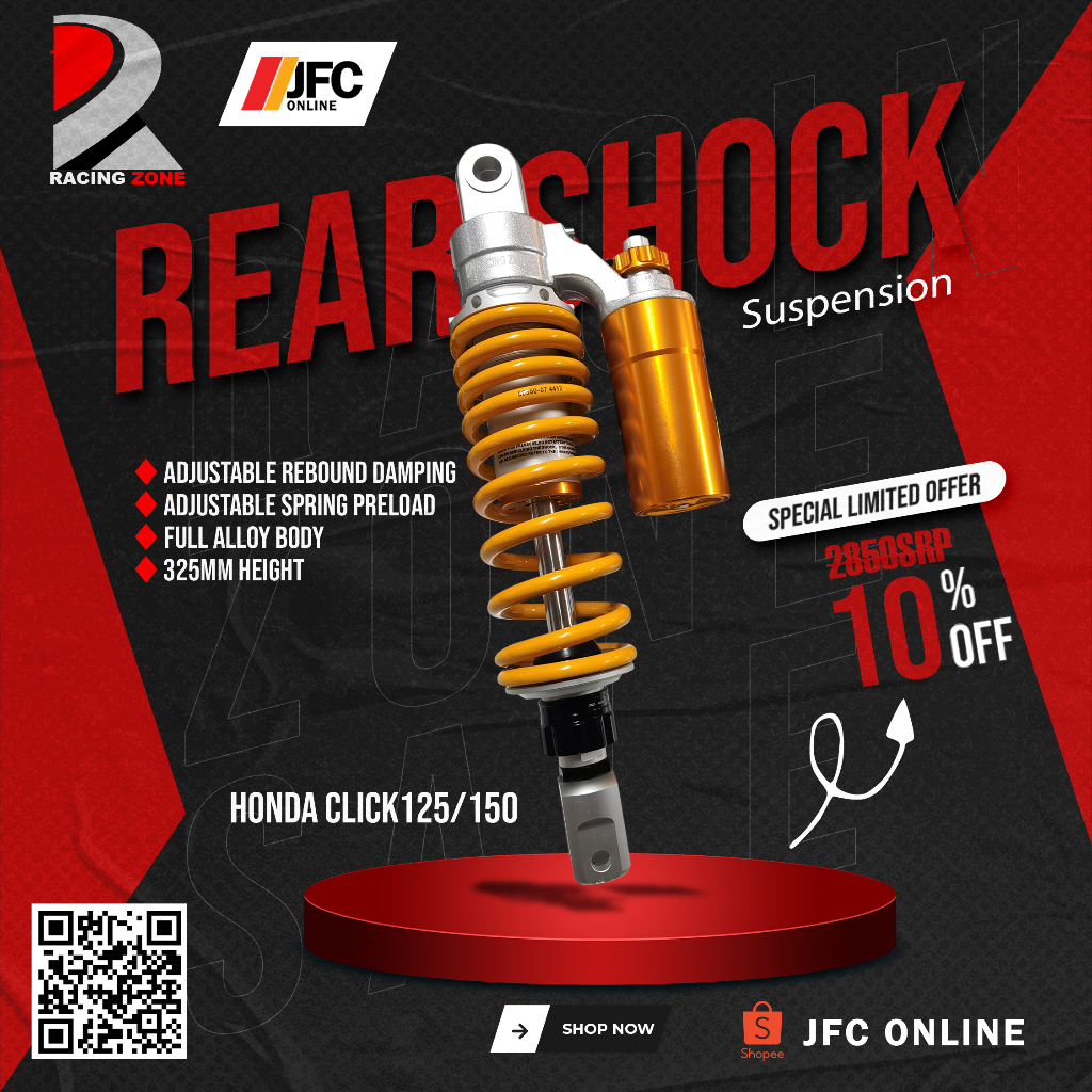 Racing Zone Rear Shock Suspension Honda Click 125 V1 V2 V3/150 | Shopee ...