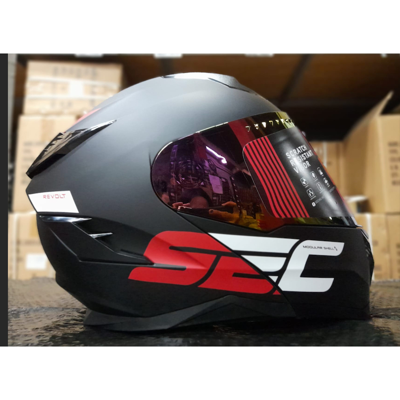 Sec Revolt 2023 - Solid Matte/Gloss Modular Full Face Helmet (M-XL ...