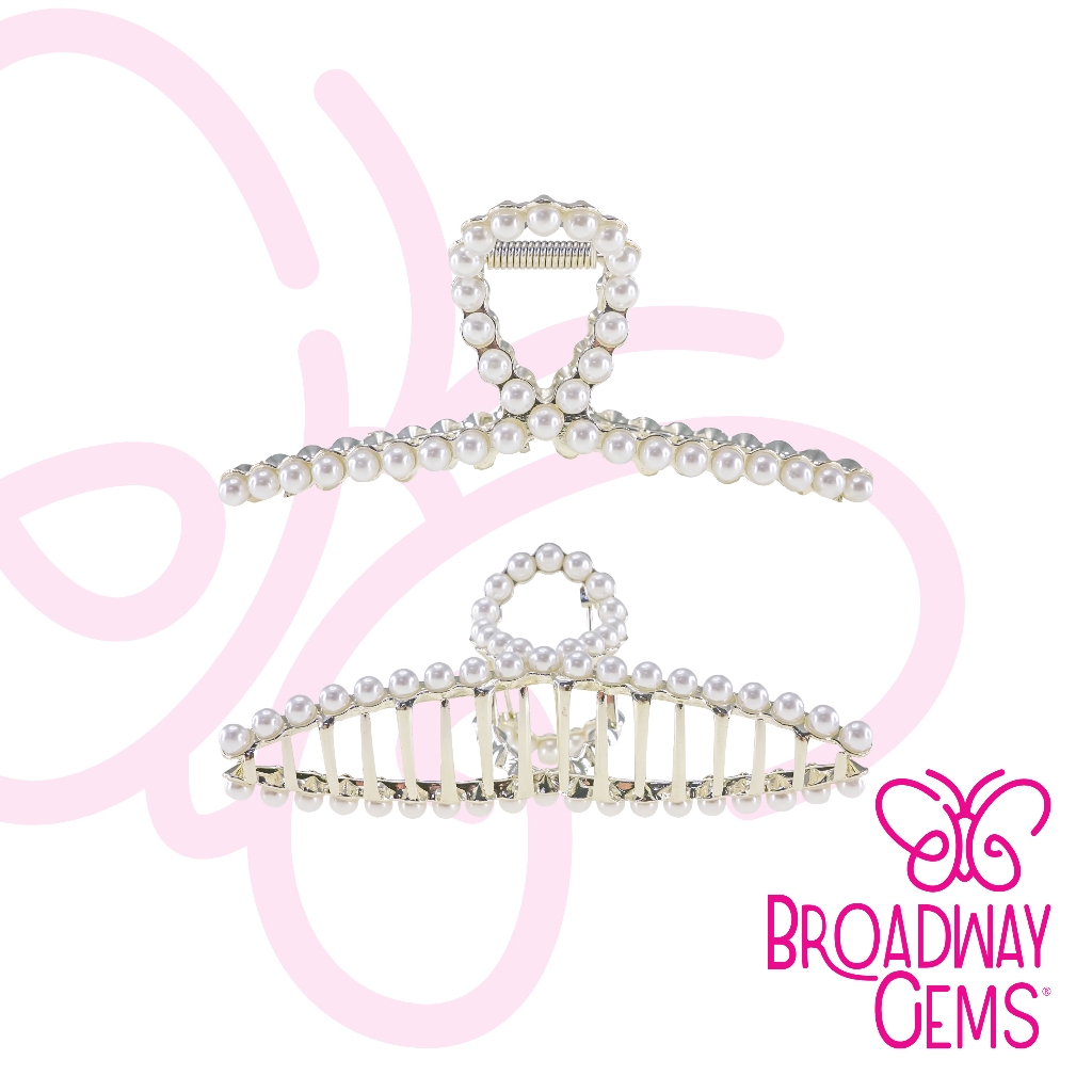 BROADWAY GEMS Hair Clamp Metal Gold With Pearl Tie Shape (CL60761-1 ...