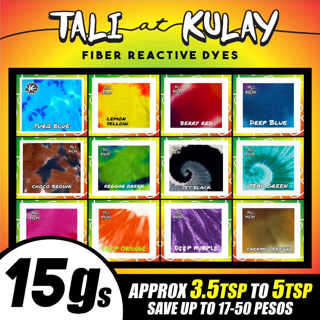 15grams (approx 3.5tsp) Fiber reactive dyes for 100% COTTON FABRIC Tali ...