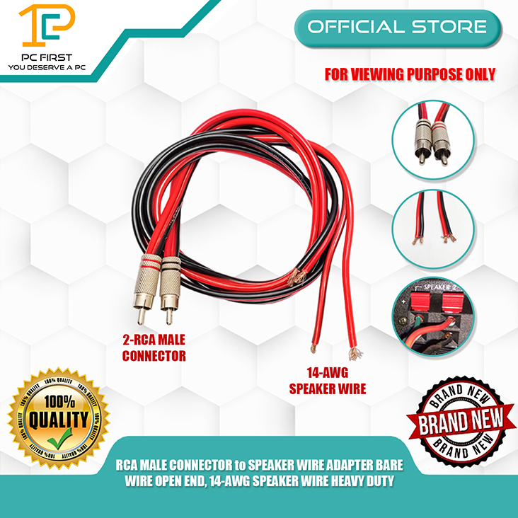 RCA MALE CONNECTOR to SPEAKE WIRE ADAPTER BARE WIRE OPEN END, 14-AWG ...