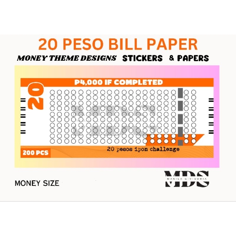 Peso Bills Ipon Challenge Chart Paper Labels & Sticker Money Organizer ...