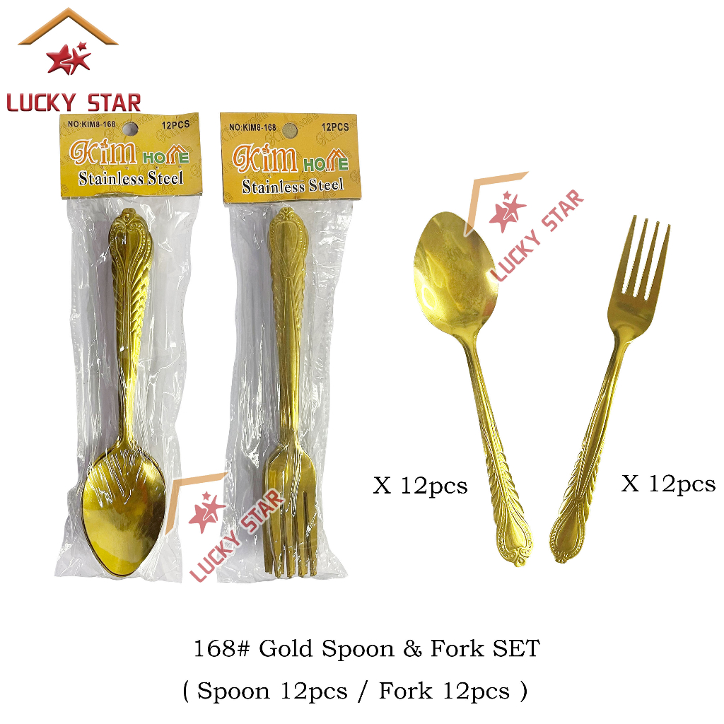 Golden Spoon And Fork Stainless Steel / Kutsara/Tinidor /Gold Spoon ...