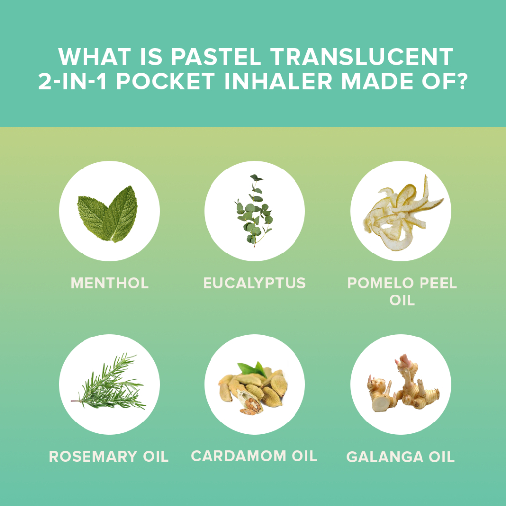 PASTEL Translucent Pocket Inhaler (1.5ml) [Menthol, Eucalyptus, Relieve ...
