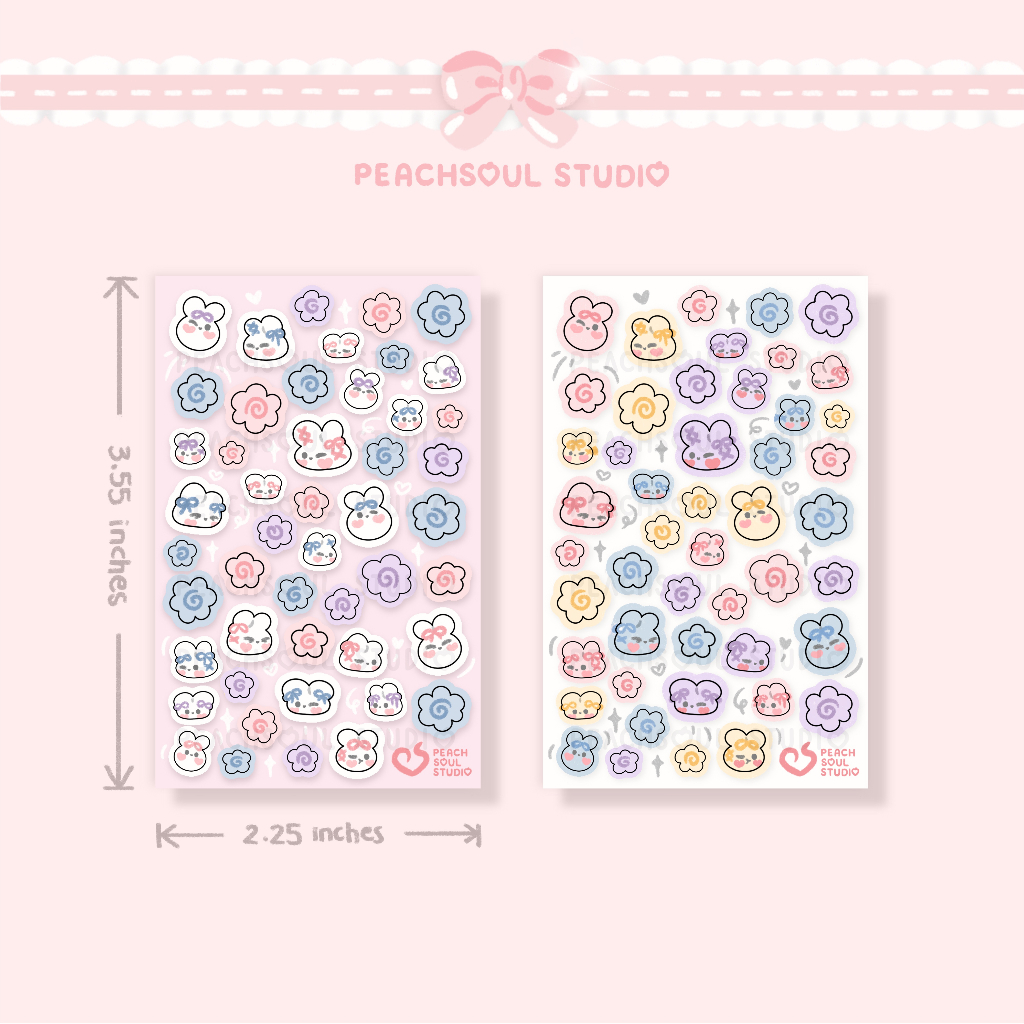 Cute Bunny Blob Mini Deco Sticker Sheet by PEACHSOUL STUDIO | polco ...