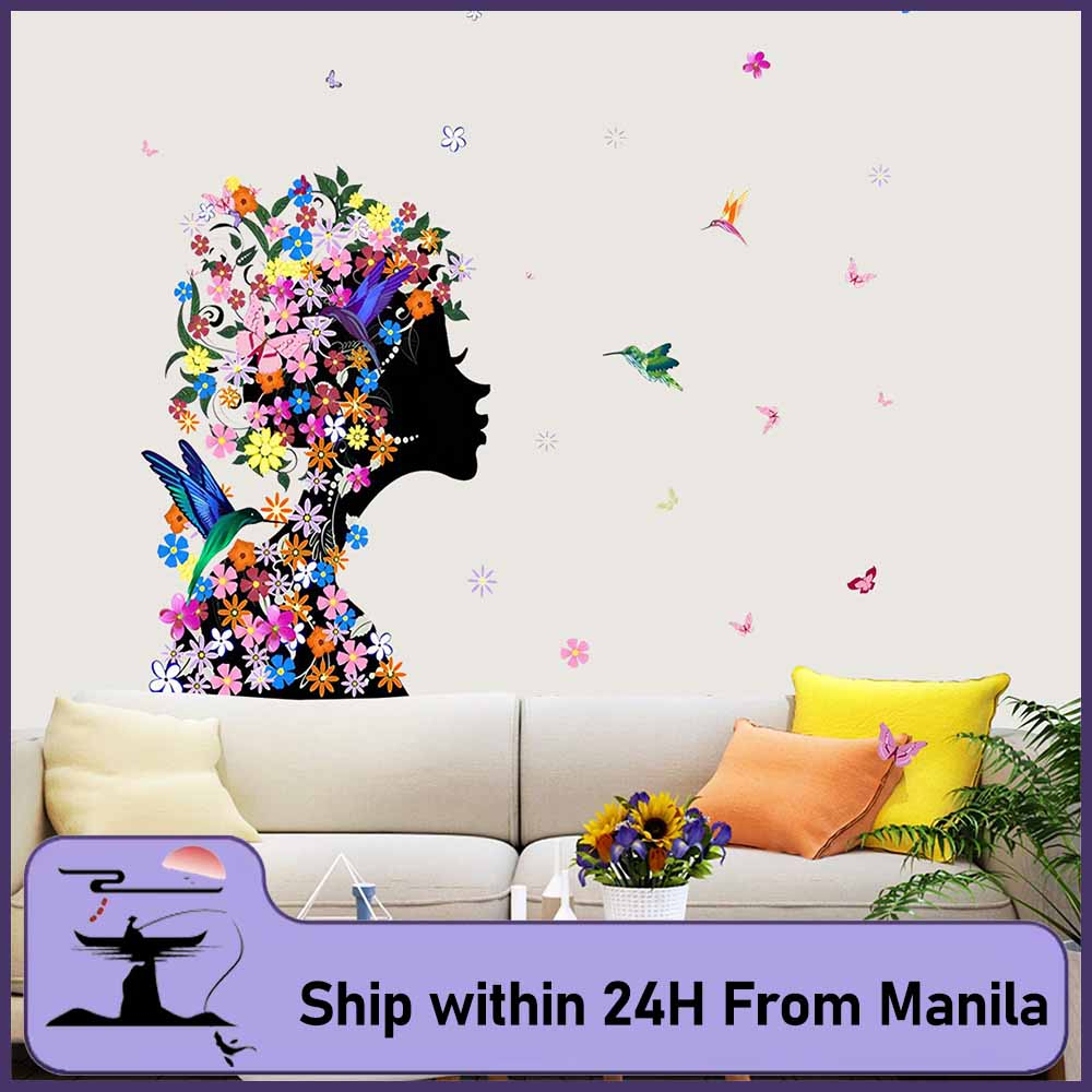 Flower Fairy Wall Stickers Cartoon Flower Girl Wallpaper Butterfly ...