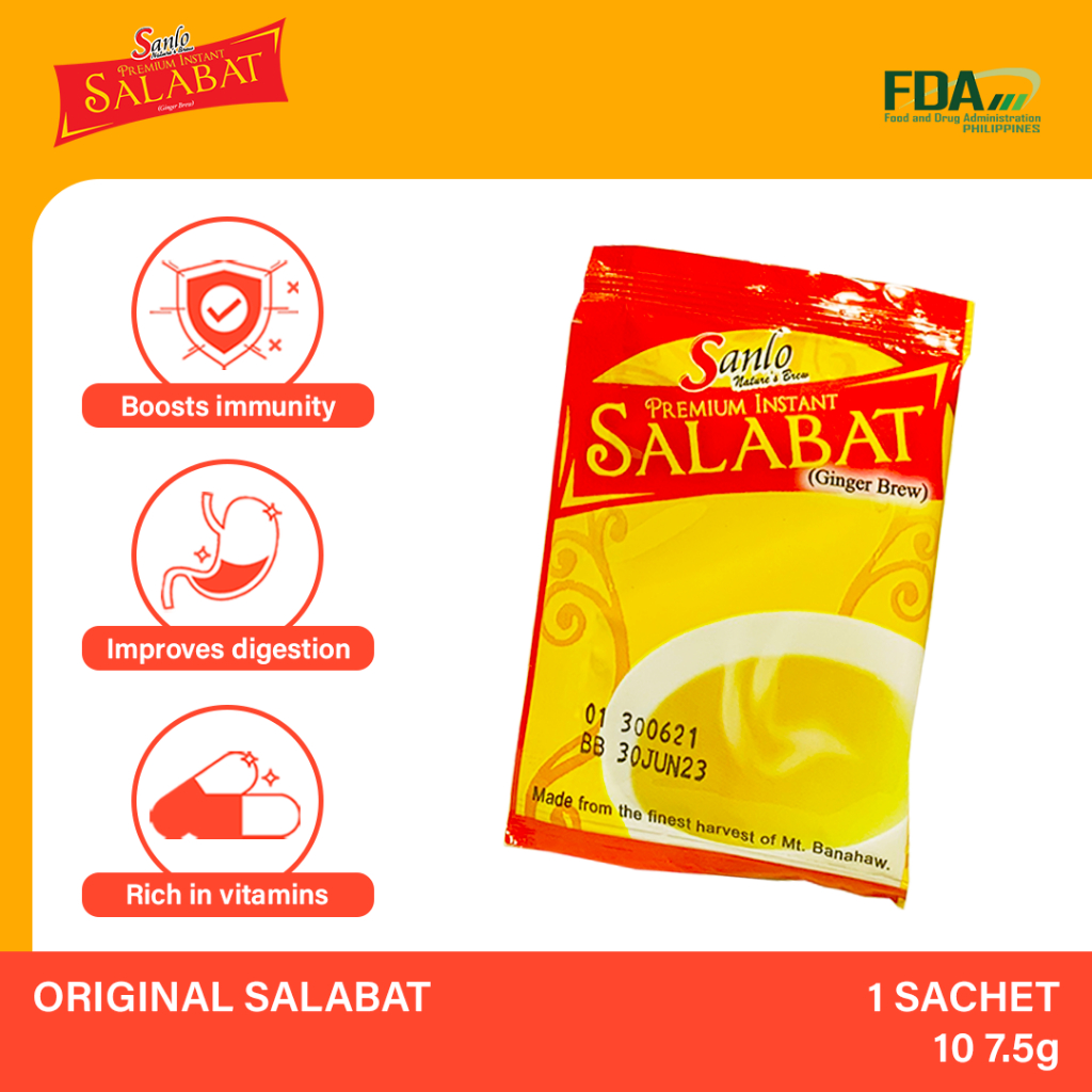 Sanlo Salabat Premium Instant Ginger Tea - ORIGINAL Flavor Sachet (7.5g ...