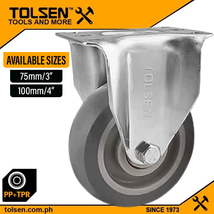 Tolsen Double Ball Bearing Universal PP+TPR Caster Wheel (3" 100kg | 4 ...
