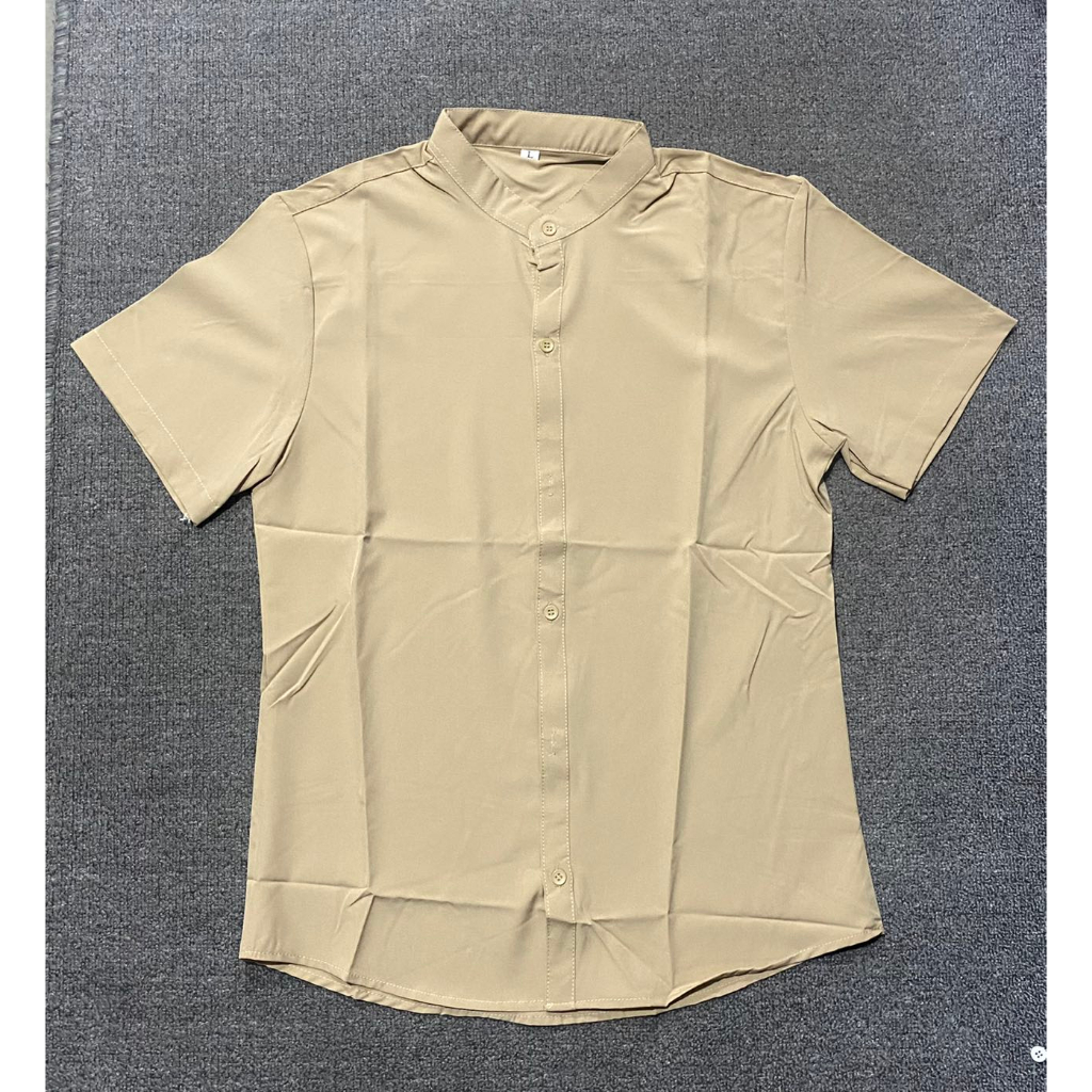 2022 Chinese Collar Polo for Men Long/Short Sleeves Full Buttons Cotton ...