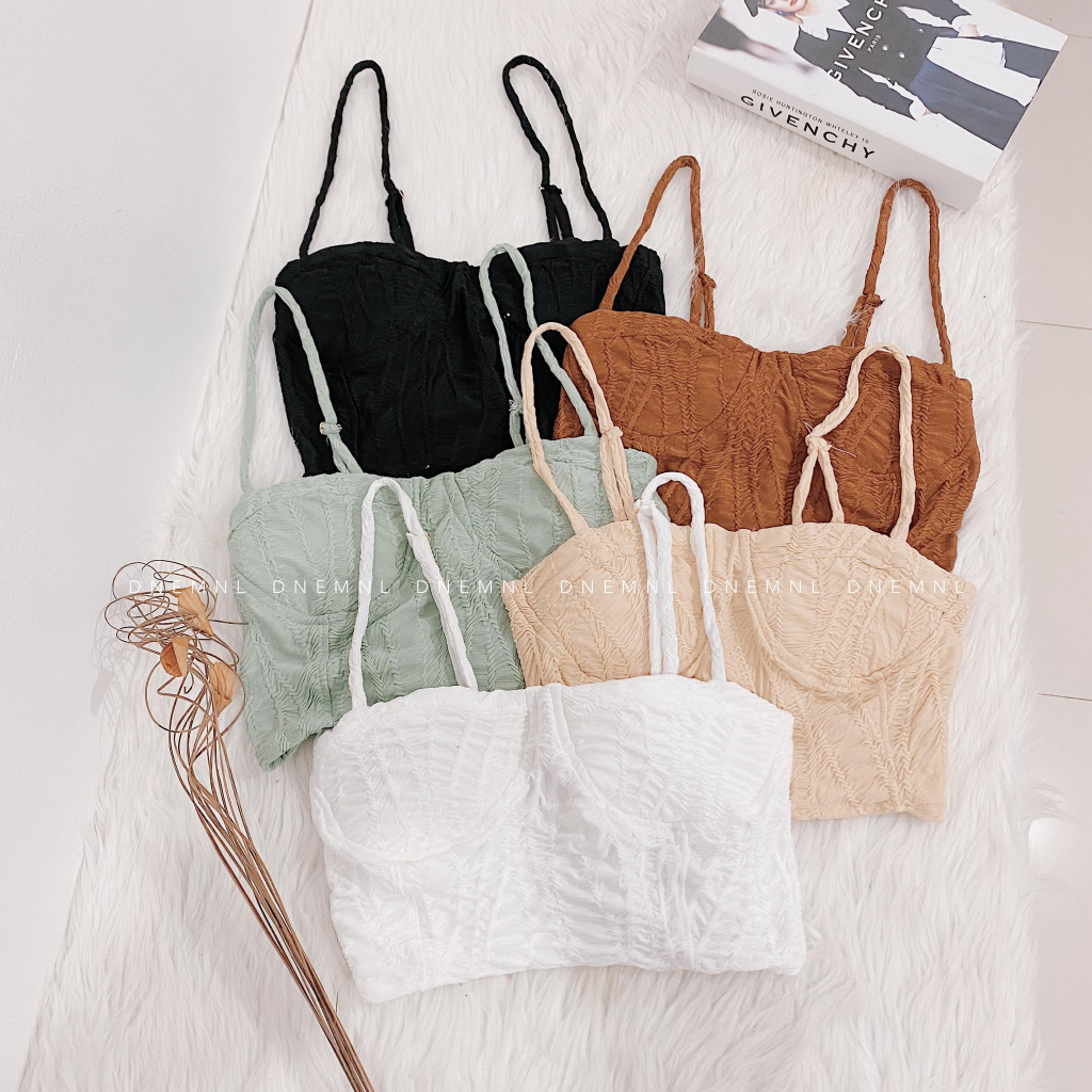 DNEMNLPH Selena Corset Textured Crop Top | Trendy Korean Adjustable ...