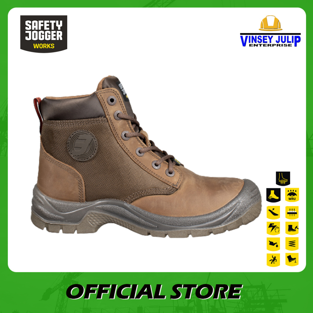 Safety Jogger DAKAR S3 Safety Shoes, Steel Toecap, Puncture Resistant, Water Resistant, (Brown ...