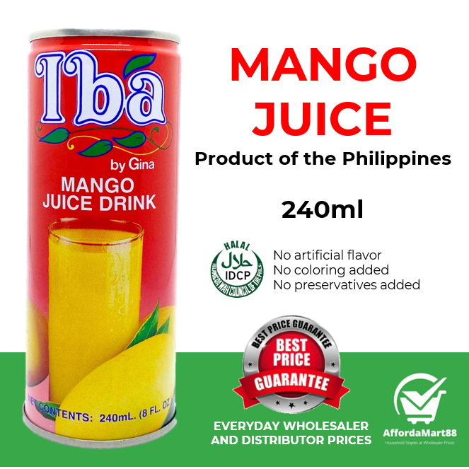 Iba (by Gina) Mango Juice Drink 240mL (1 Can) | Shopee Philippines