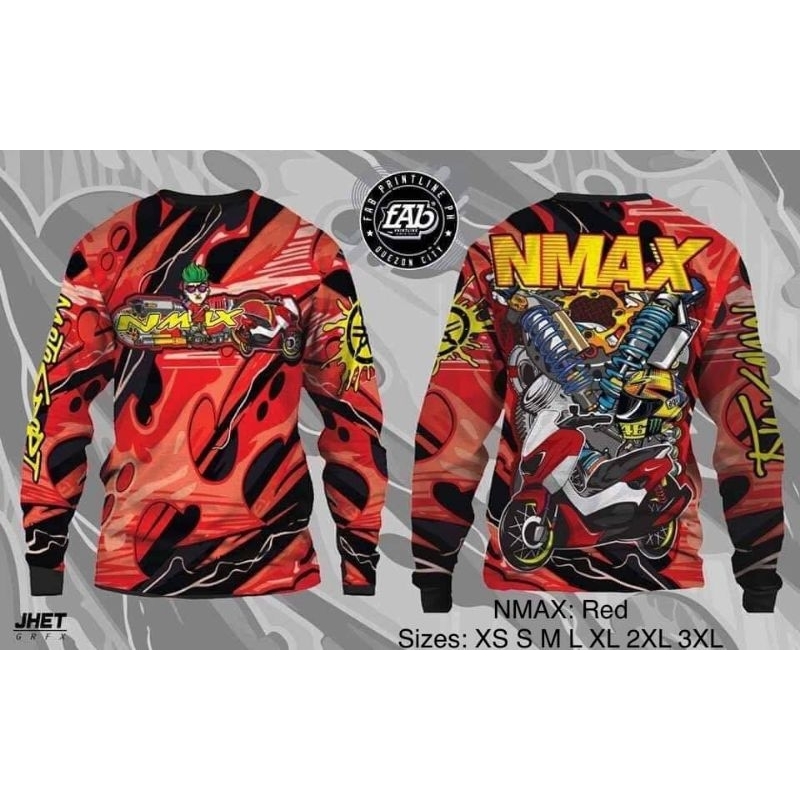 Nmax V1 Red Motorcycle Full Sublimation Long-sleeved Shirt | Shopee ...