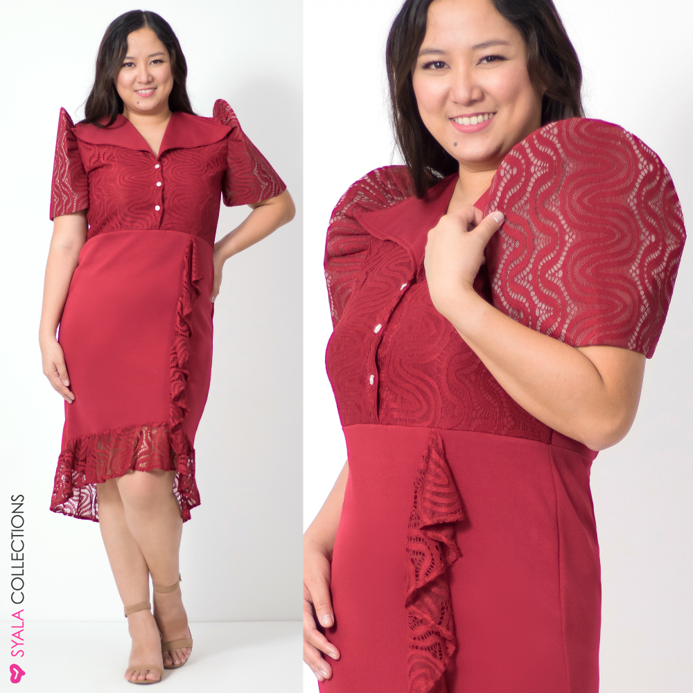 Oversized Flap Collar Filipiniana Oathtaking Ceremony Office Plus Red ...